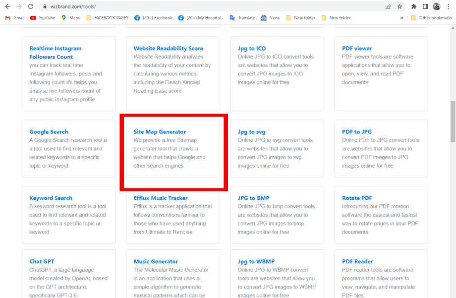 Site Map Generator Online Tool -WizBrand - Wizbrand