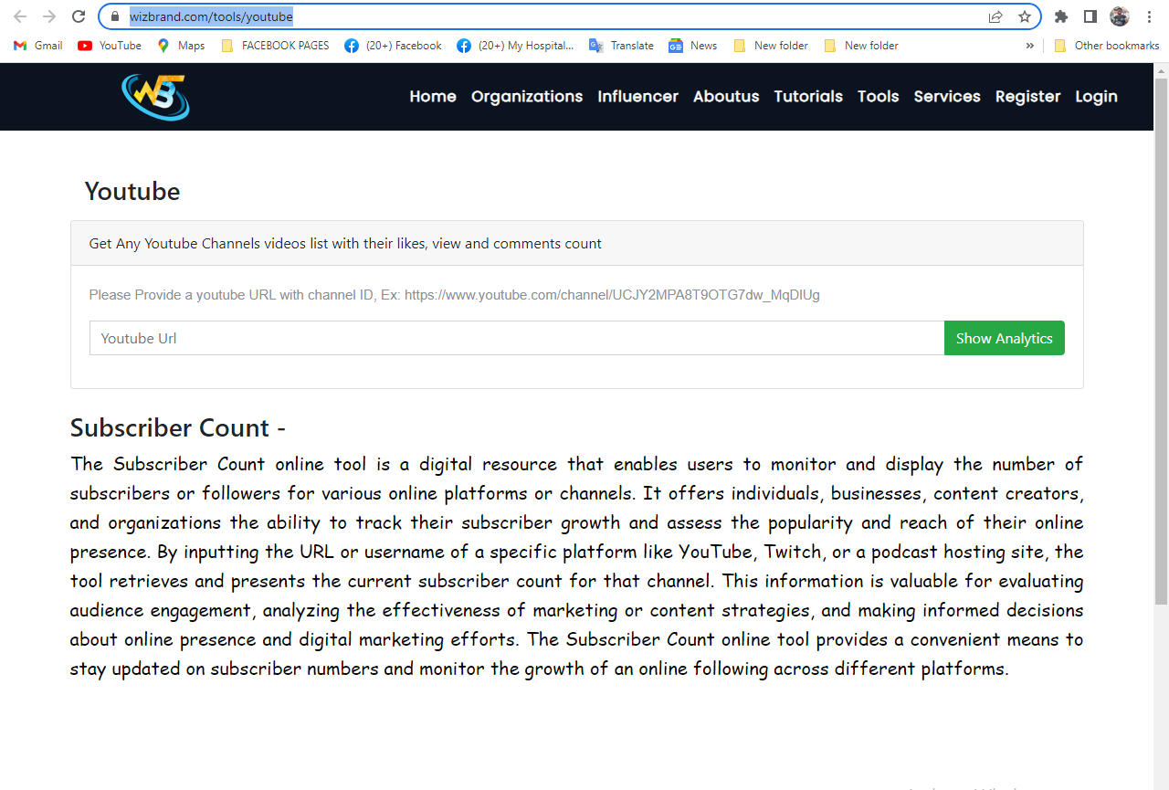 Subscriber Count Online Tool -WizBrand - Wizbrand