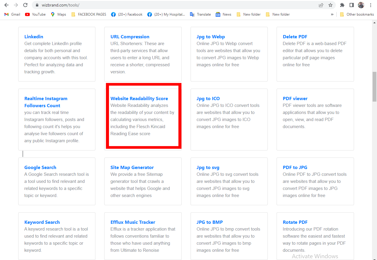 Website Readability Score Online Tool -WizBrand - Wizbrand