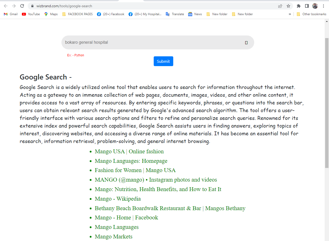 Google Search Online Tool -WizBrand - Wizbrand