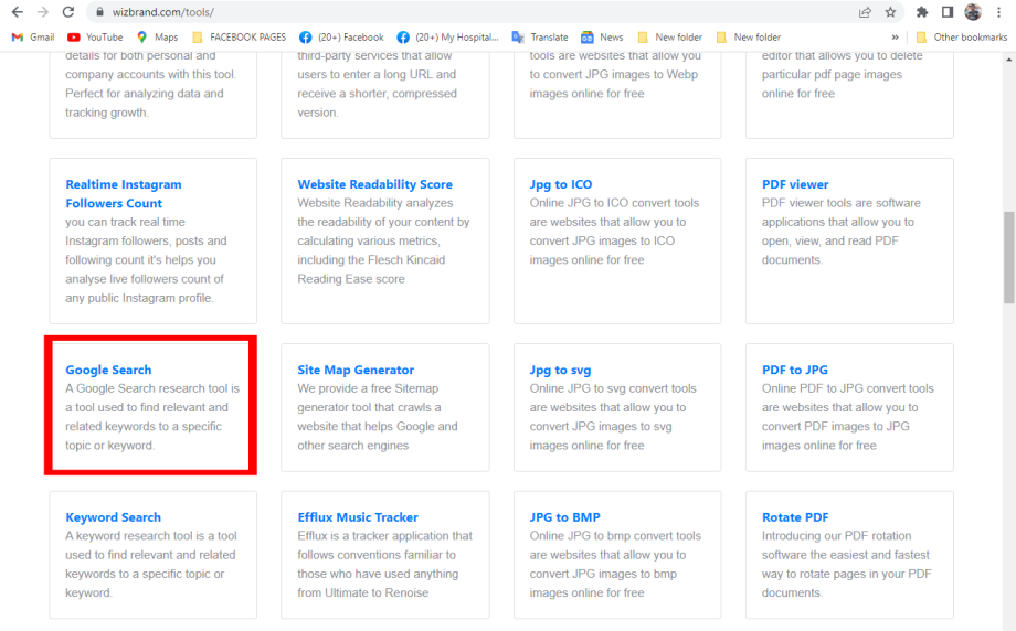 Google Search Online Tool -WizBrand - Wizbrand