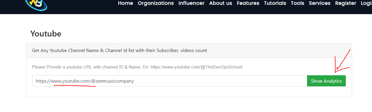WizBrand YouTube Subscriber Count Online Tool - Wizbrand